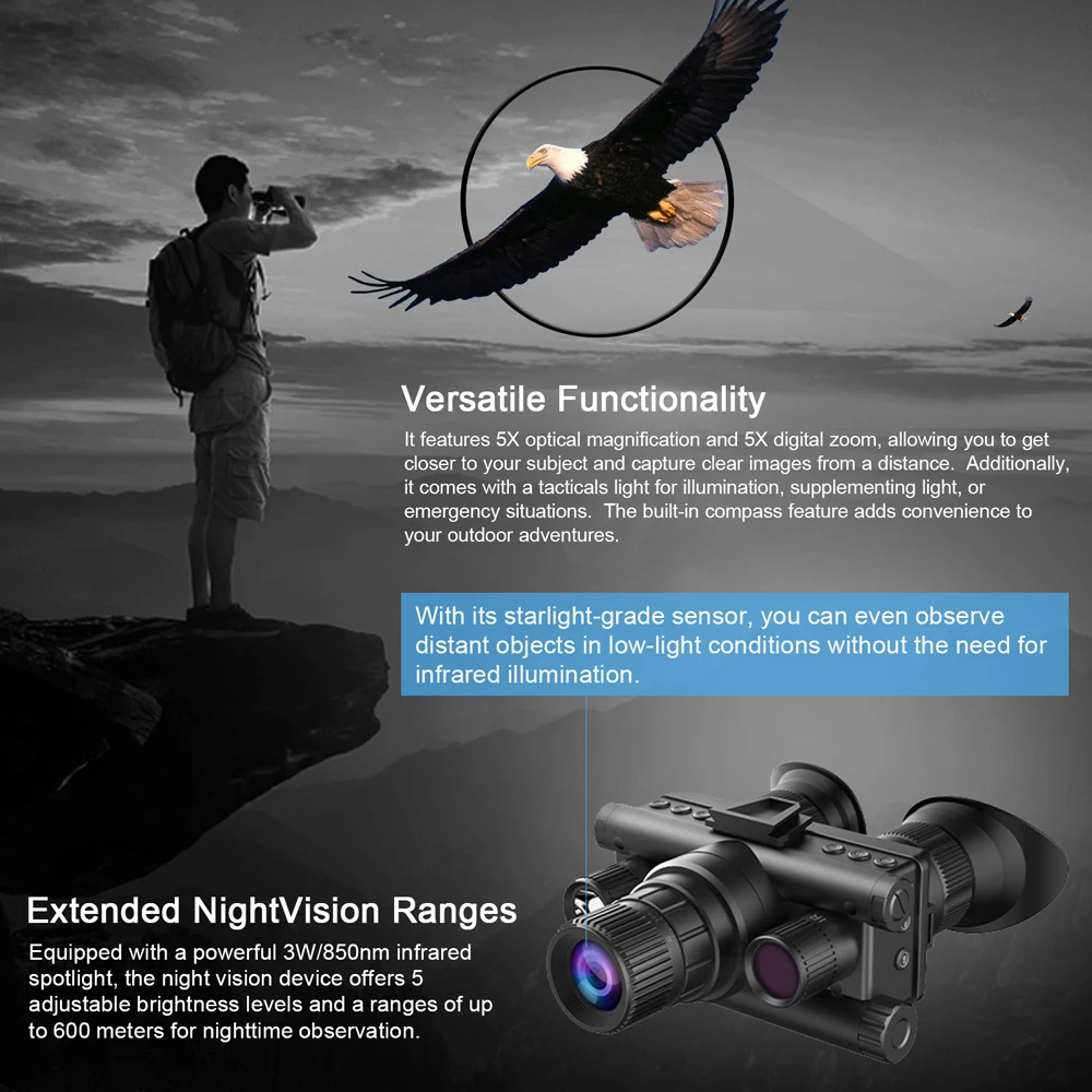 Z9157 อุปกรณ์มองภาพกลางคืน กล้องโทรทรรศน์อินฟราเรด 4K 40MP พร้อมบันทึก ...