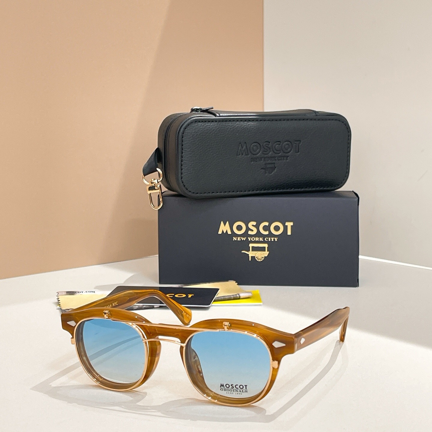 [คุณภาพสูง] แว่นกันแดด MOSCOT FLIPTOSH-1 Retro Cat Eye Shape แฟชั่นแว่นตาพลิกแว่นตากันแดด Anti ...