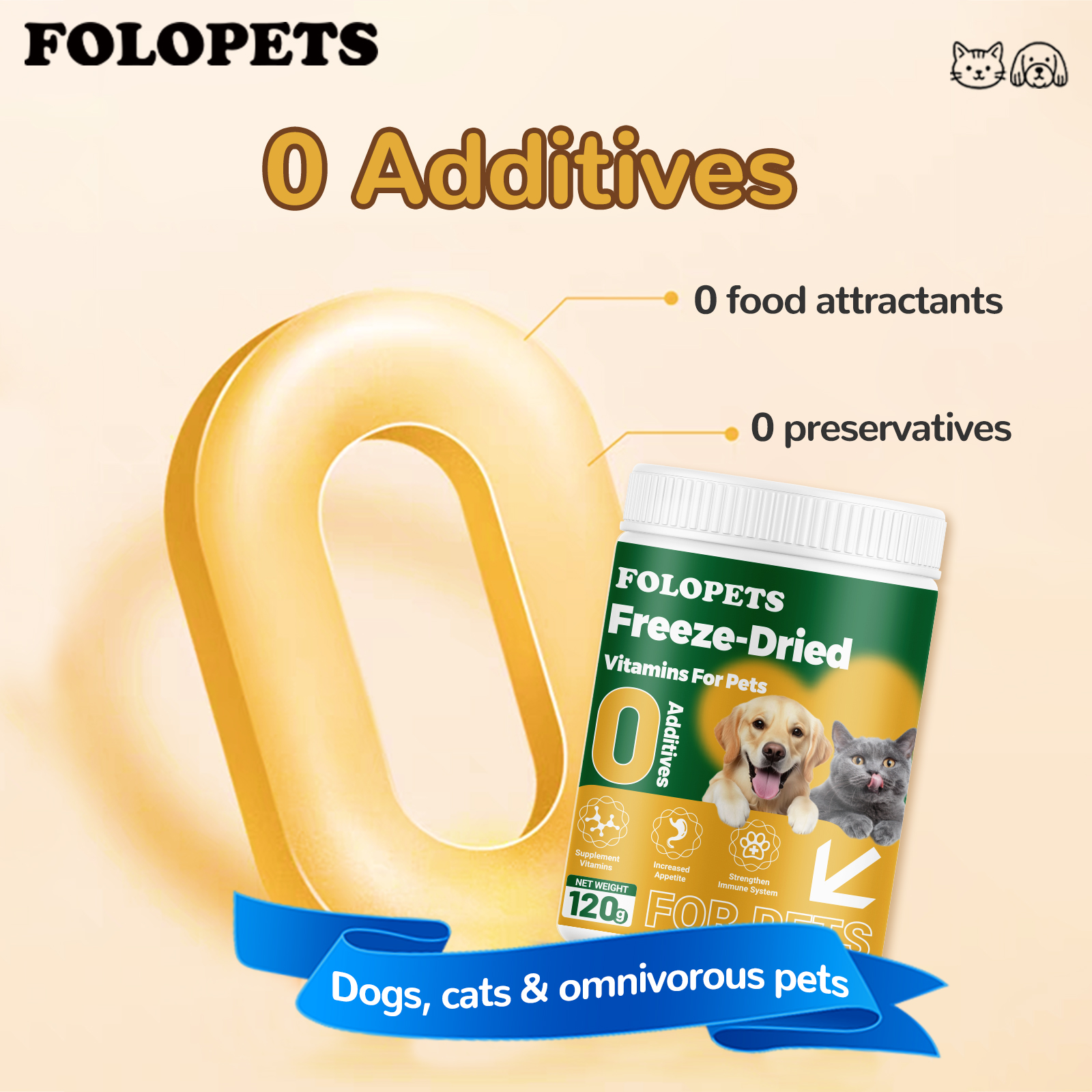 FOLOPETS ผงอาหารแมว ผงอาหารสุนัข 120ก แก้เบื่ออาหาร เพิ่มวิตามิน กลิ่น ...