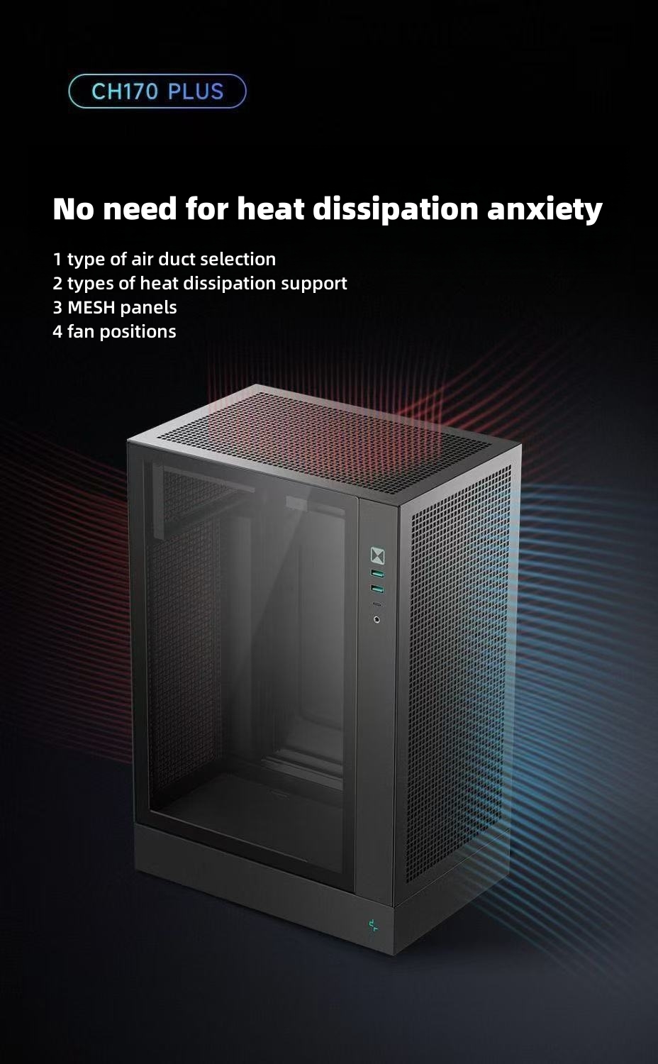 DEEPCOOL CH170 PLUS MATX แชสซีแนวตั้งรองรับ 240 ระบายความร้อนด้วยน้ํา 164 มม. อินเทอร์เฟซ Type-C ...