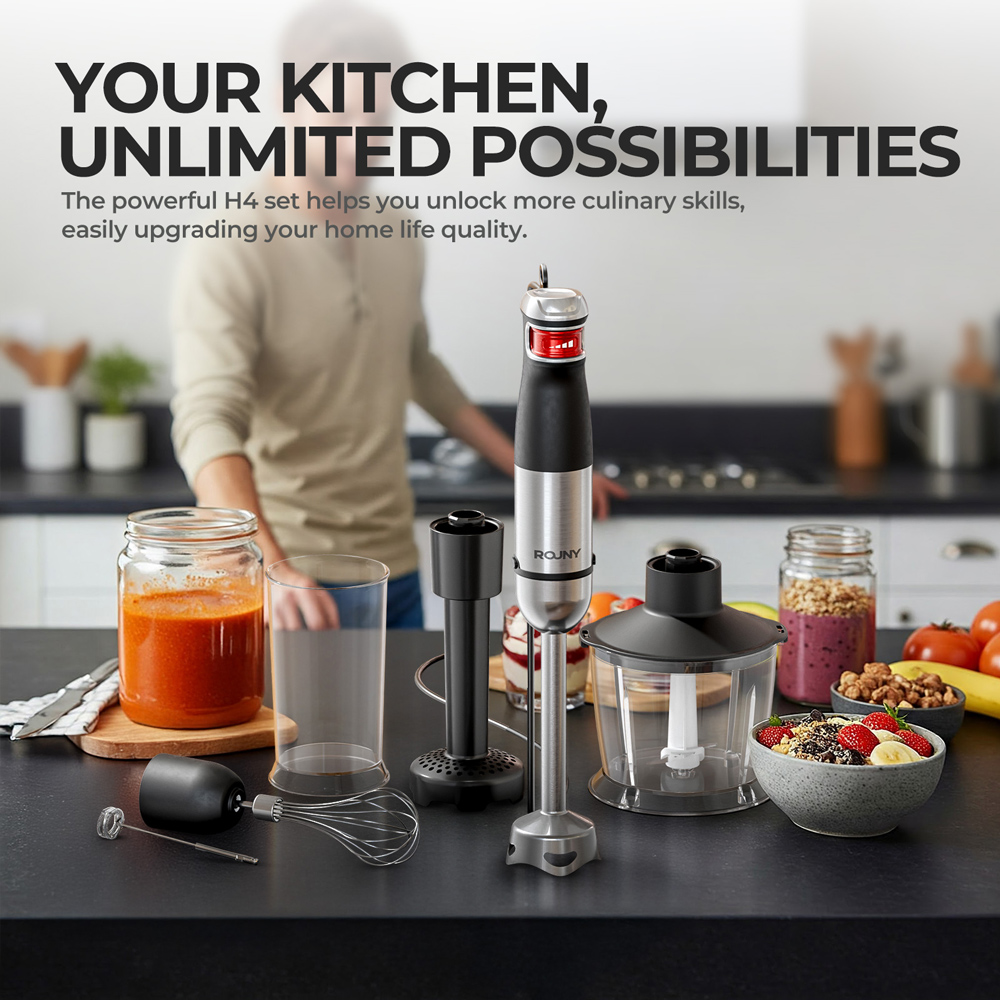 ROUNY เครื่องปั่นมือปรับความเร็วได้ 1500W สําหรับ มัลติฟังก์ชั่น 6-in-1 ...