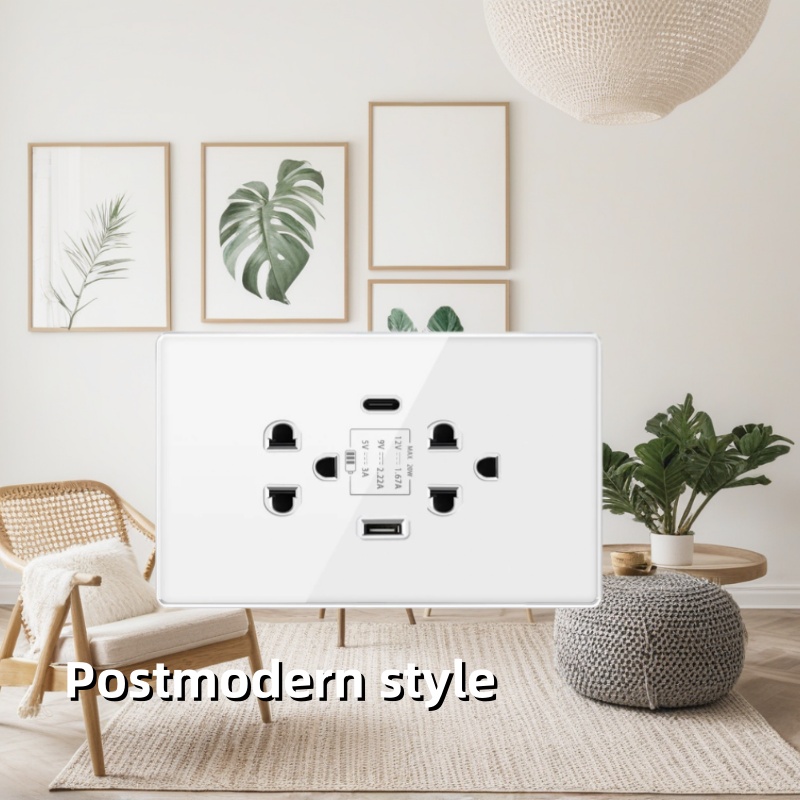 ชุดเต้ารับคู่ ชุดเต้ารับปลั๊กไฟคู่ 3 ขา รุ่น 4 สี ให้เลือก USB with ...