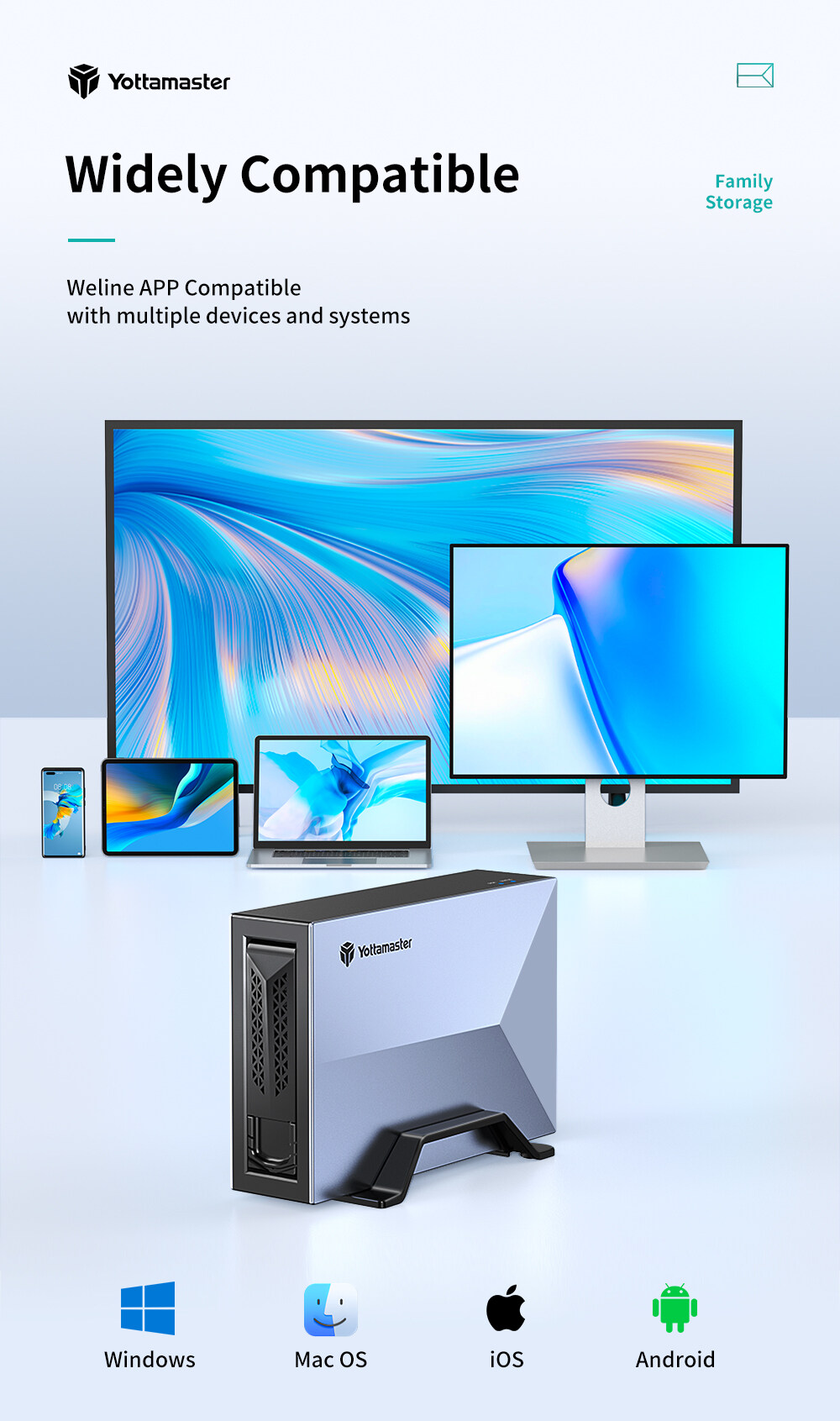 Yottamaster DM3 2.5/3.5HDD/SDD NAS Storage ARM Quad-Core Cortex-A55 สูง ...
