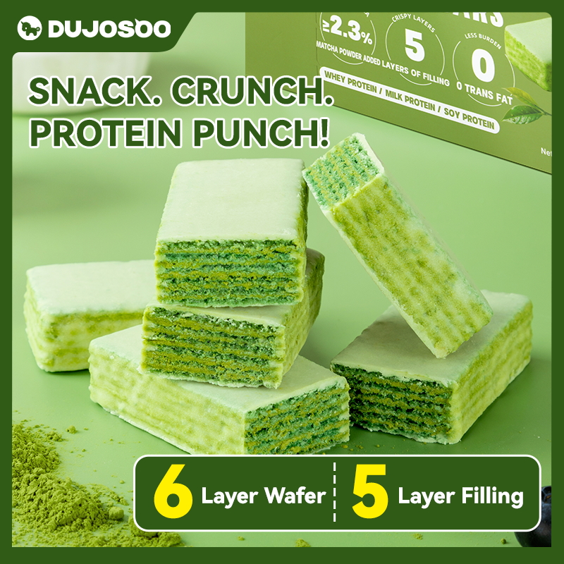 DUJOSOO Matcha Protein bars เวเฟอร์มัทฉะญี่ปุ่น โปรตีนสูง อาหารเช้าบาร์ ...