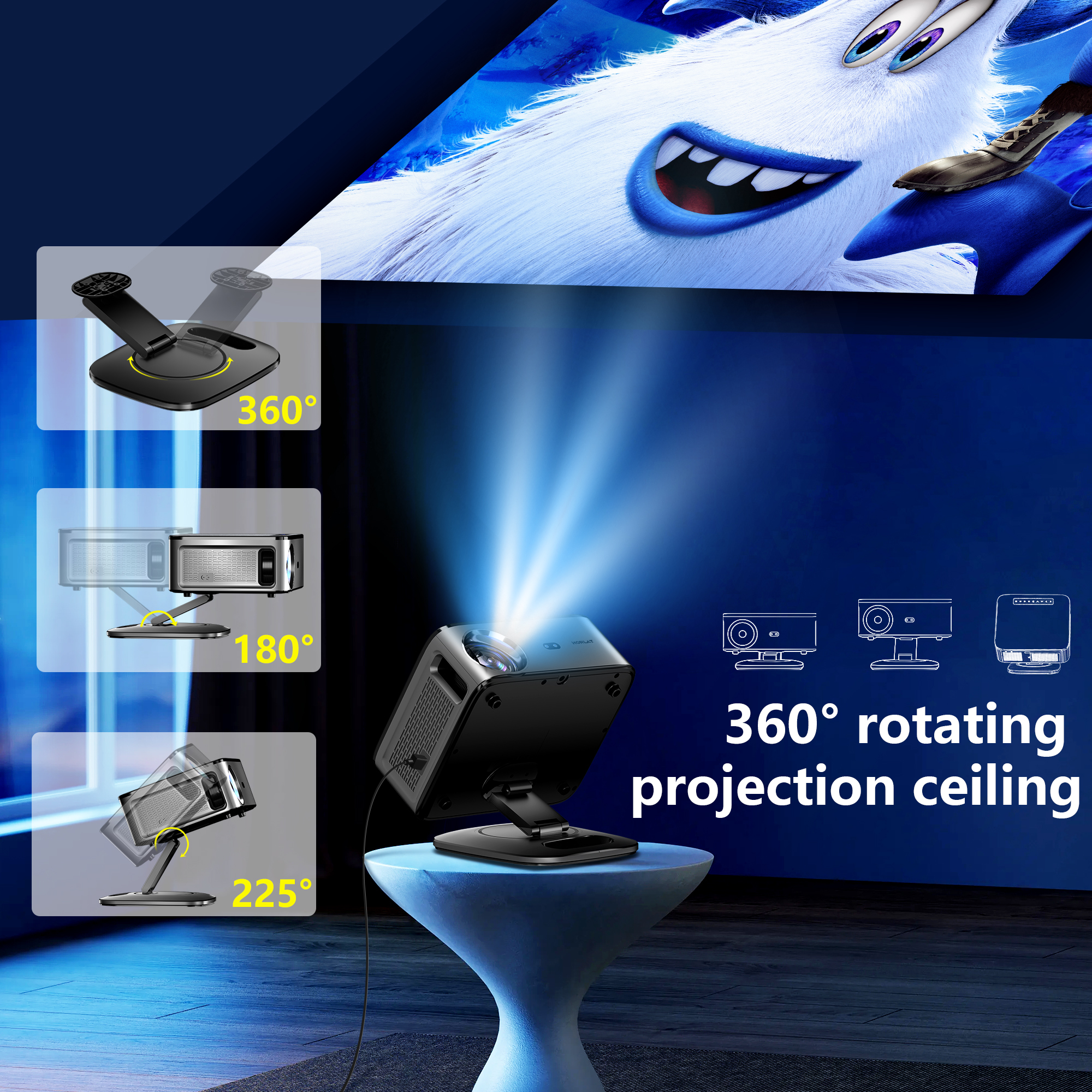 Horlat T07 wifi 8K Projector โปรเจคเตอร์ 1200ANSI ความสว่างสูง Auto ...