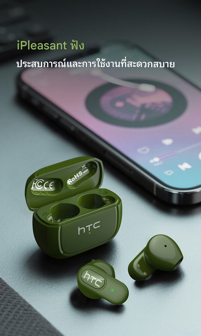 HTC NE51 หูฟังบลูทูธไร้สาย หูฟังแปลภาษา AI HiFi HD Call ลดเสียงรบกวน ...