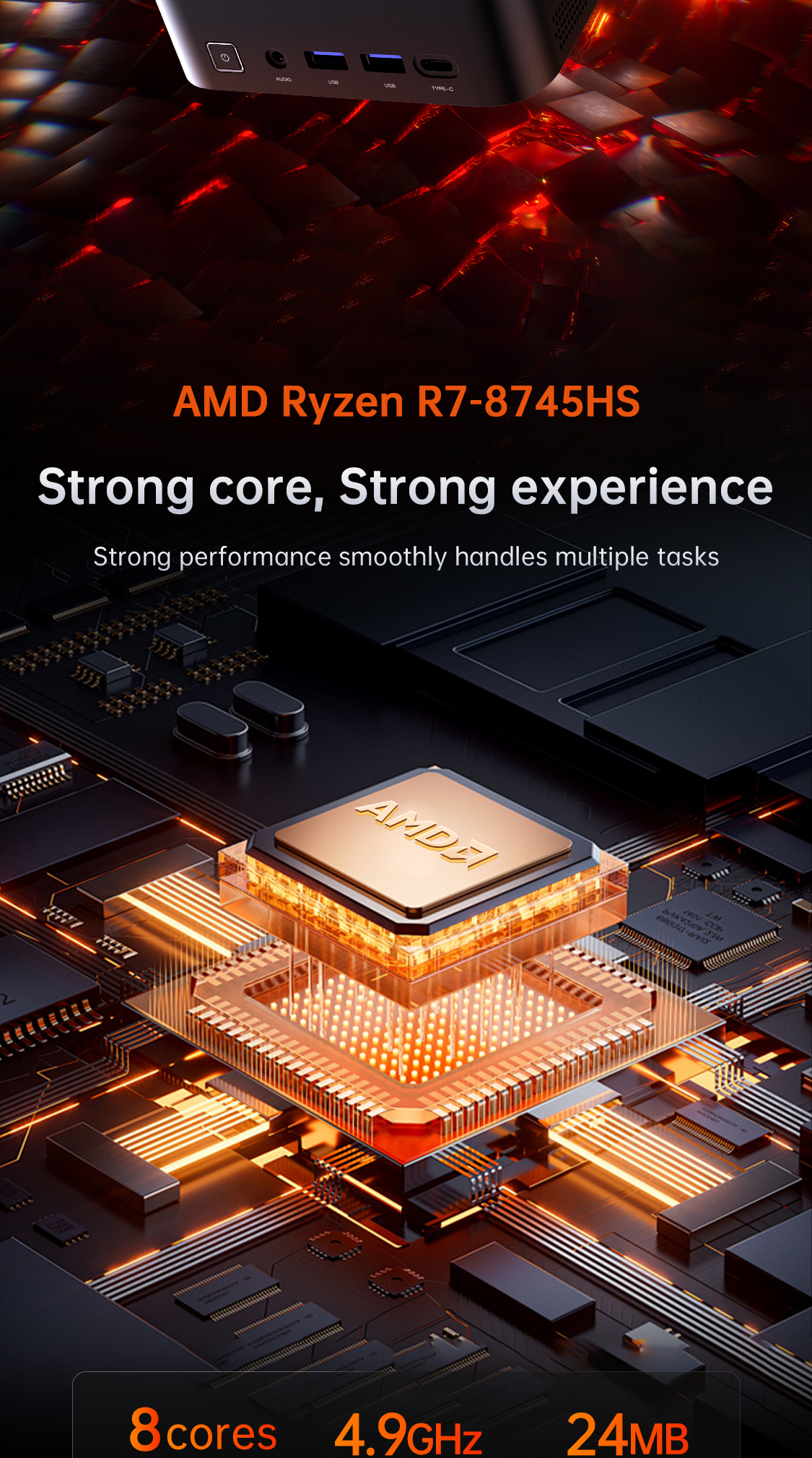 Machenike GTR มินิพีซี AMD R7-8745HS, R7 H 255, 32GB DDR5 1T SSD Mini ...