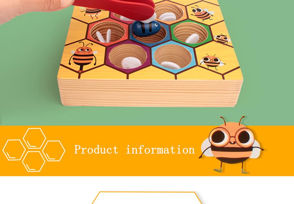 Treeyear ขอToddler Fine Motor Skill Toy, Clamp Bee to Hive Matching ...