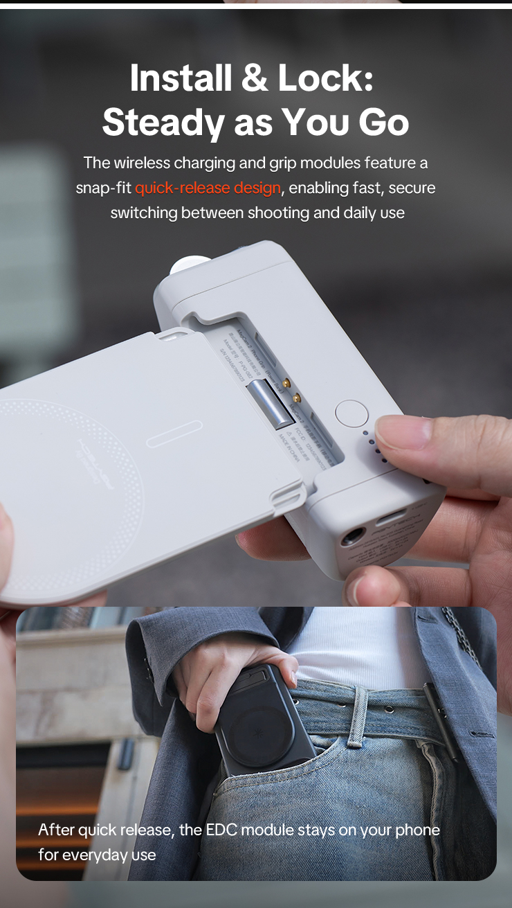PGYTECH MagCam 2 Phone Grip --- การชาร์จไร้สาย 3-in-1 รีโมทบลูทูธแบบถอด ...