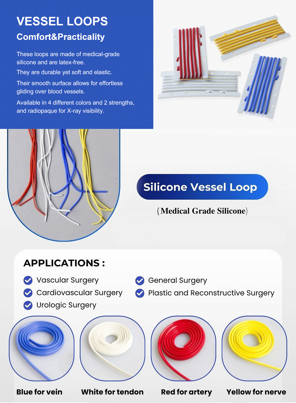 Canack 8/4PCS Disposable Vessel Loops Medical ซิลิโคนปราศจากเชื้อ ...