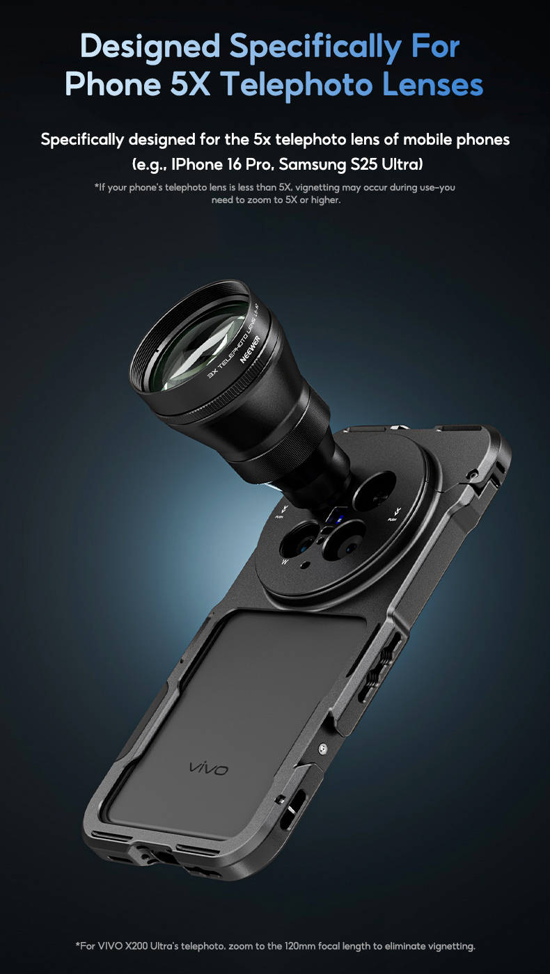 NEEWER 3X Teleconverter สิ่งที่แนบมาสําหรับ Android/iOS สมาร์ทโฟนกล้อง ...