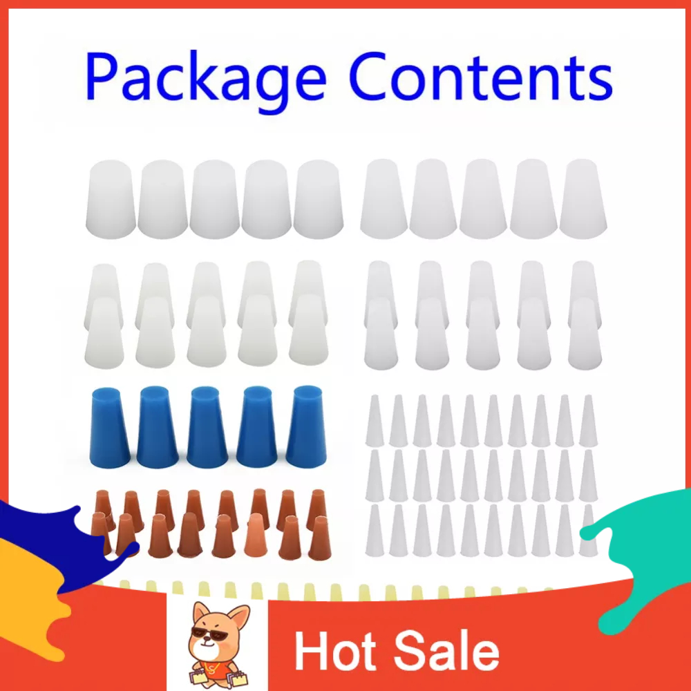 【S】100 Piece High Temp Silicone Powder Coating Plug Kit Paint Masking ...