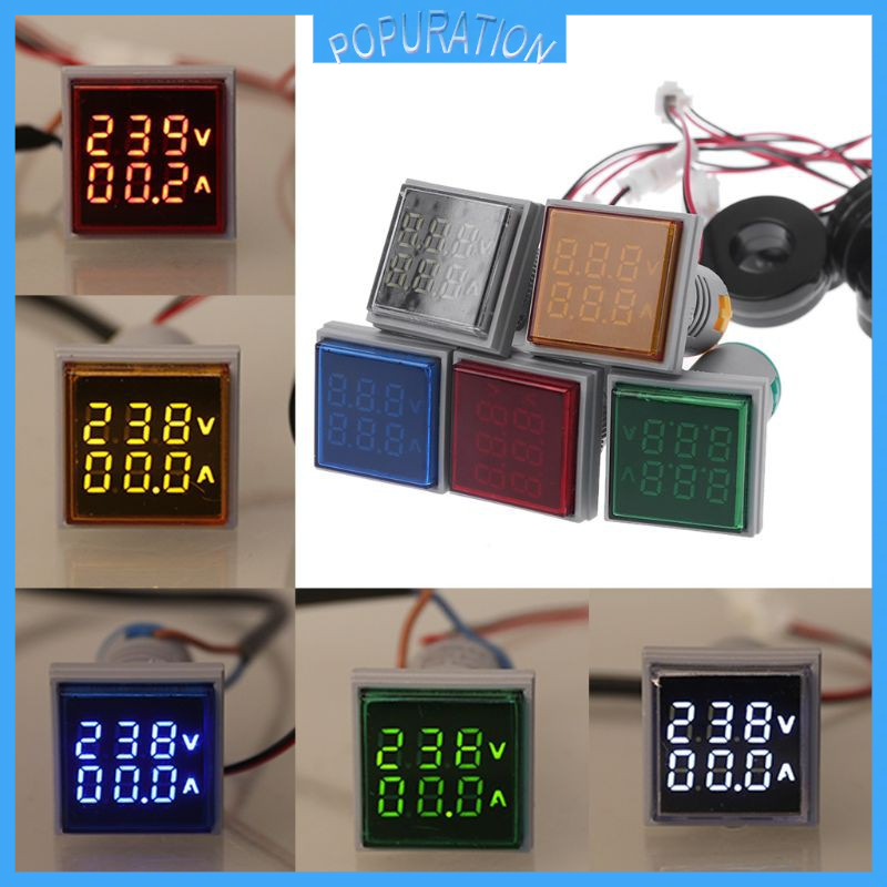 Square LED Digital Dual Display Voltmeter & Ammeter Voltage Gauge Current Meter | Shopee Thailand