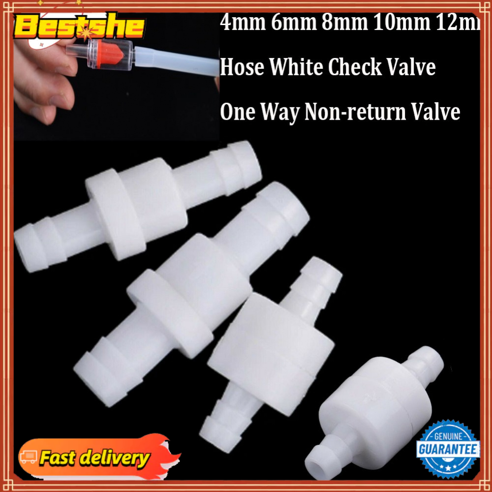 【Best】4mm 6mm 8mm 10mm 12mm Hose ID Plastic White Check Valve One Way ...