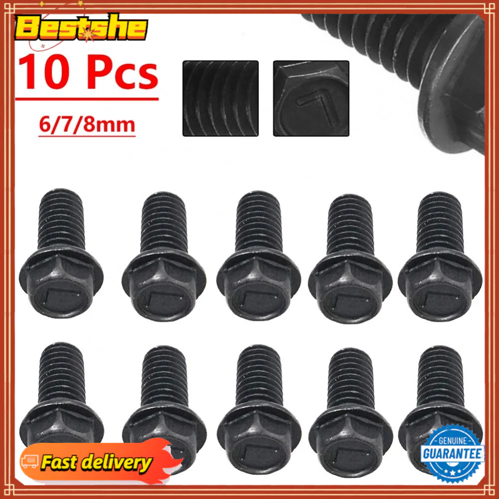 สกรูหน้าแปลนหกเหลี่ยม เหล็กคาร์บอน สีดํา อุปกรณ์เสริม M8 M7 M6 10 ชิ้น | Shopee Thailand