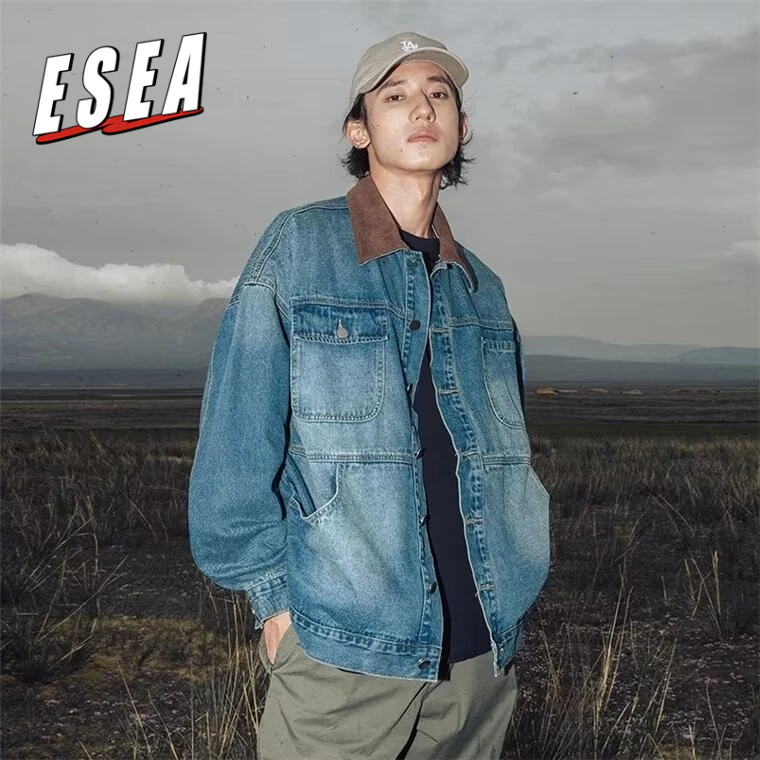 Esea Mens Fall New Blue Color Denim Detroit Coat | Shopee Thailand