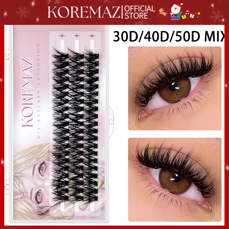 KOREMAZ ขนตาปลอม 60 คลัสเตอร์ D Curl 30D 40D 50D DIY ขนตาปลอม ช่อหนา (คลัสเตอร์ D-9-16 คละแบบ ...