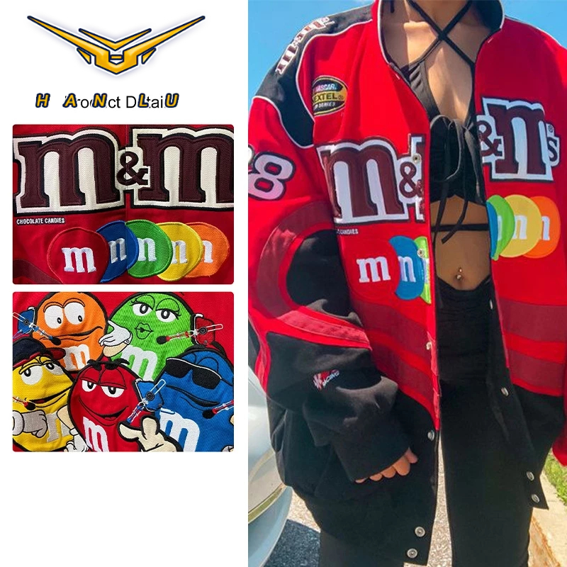 HANLU เสื้อแจ็คเก็ตเสื้อโค้ทปักลายสไตล์อเมริกันหัวรถจักรด้านบน | Shopee ...