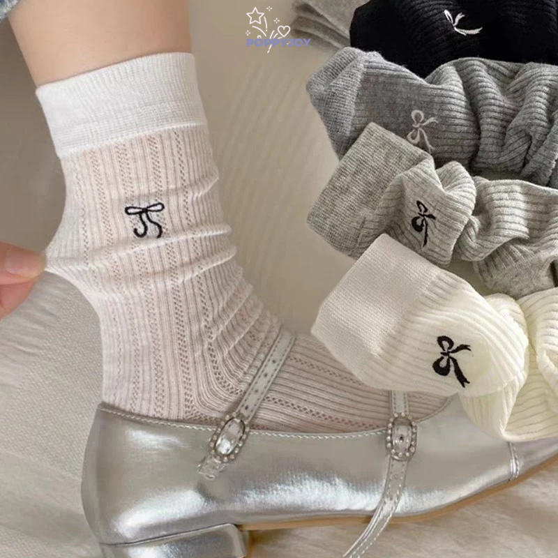 🐾 poppyjoy Summer Thin Boneless Socks Bowknot Summer Mesh Breathable ...