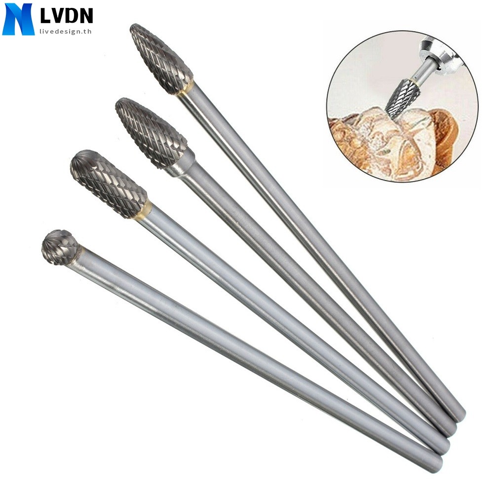 [LVDN] 1PC 6 นิ้วยาว Reach Rotary Burr Double Cutคาร์ไบด์ CNC Bit 6MM ...