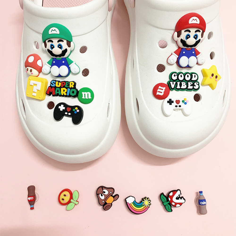 17 ชิ้น super mario jibbitz ชุดการ์ตูน croc รองเท้าอุปกรณ์เสริม ...