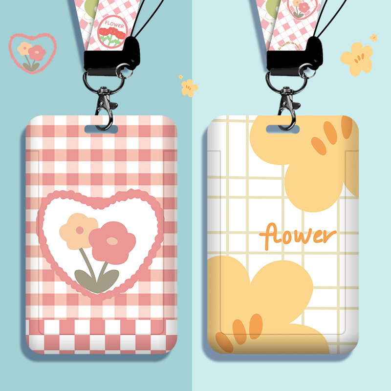 ที่ใส่บัตรนักเรียน Ins Flower Id Card Holder With Lanyard Photocard ...