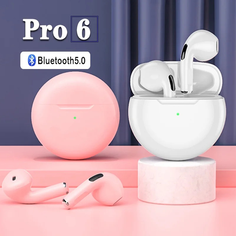 Air Pro 6 TWS หูฟังไร้สายพร้อมไมโครโฟน Fone หูฟังบลูทูธ Pods กีฬา EarPhone วิ่งหูฟังสําหรับ ...