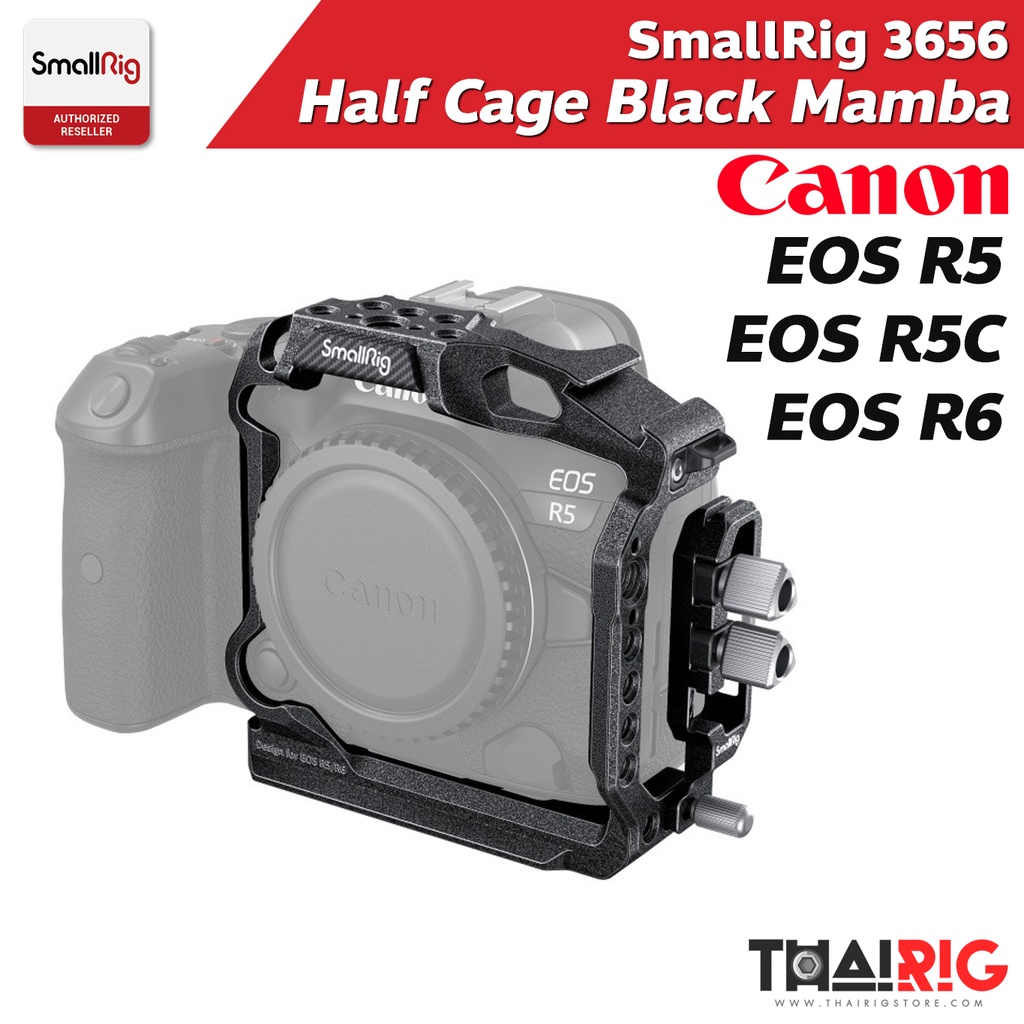📌ส่งจากไทย📦 Half Cage Canon EOS R5 R5C R6 Black Mamba SmallRig 3656 พร้อมตัวล็อคสาย HDMI ...