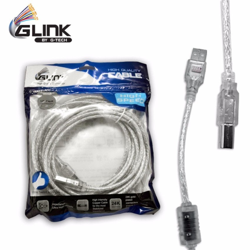 GLINK GB-075B สาย USB Printer 1.8m 3m 5m 10m เมตร สำหรับเครื่องปริ้นเตอร์,สแกนเนอร์(สีใส) #52 ...