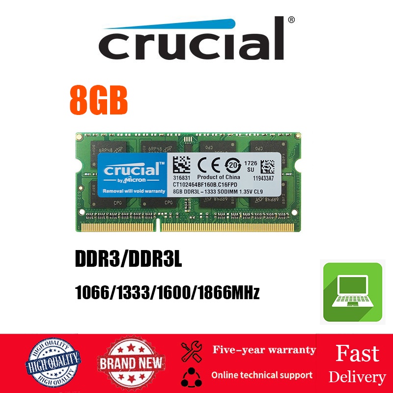 [COD] Crucial 8GB 16GB 2RX8 PC3L-8500 10600 12800 14900 DDR3 DDR3L 1.35V 1066MHz 1333MHz 1600MHz ...