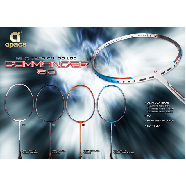 Apacs Commander 60 【กรอบ หรือติดตั้ง 4 น็อต + ด้ามจับเกิน】ไม้แบดมินตัน ...