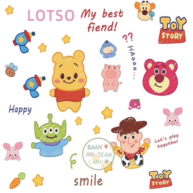 สติ๊กเกอร์ Toy story PVC ทอย สตอรี่ Pooh หมีพู woody บัซไลท์เยียร์ buzz ...