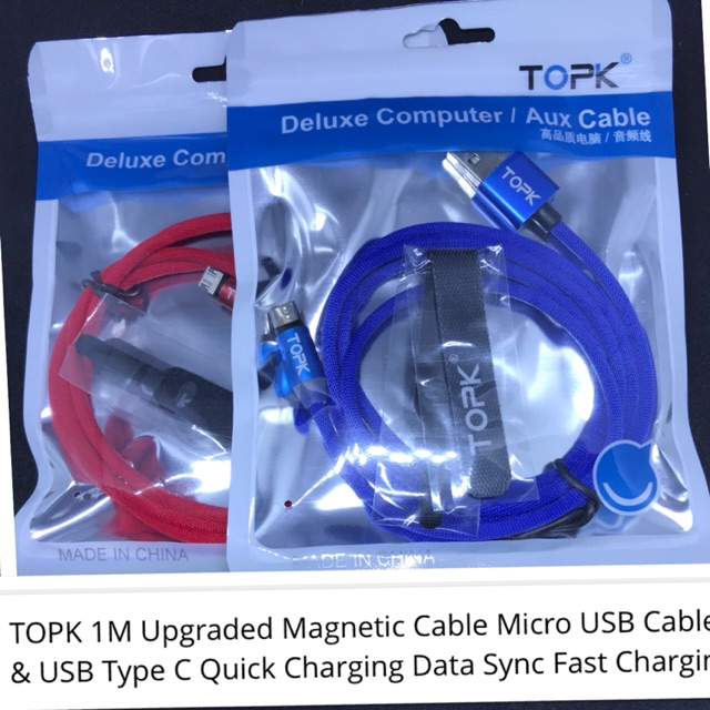 สายชาร์จเร็ว TOPK magnetic cable micro & Type C & IPhone | Shopee Thailand