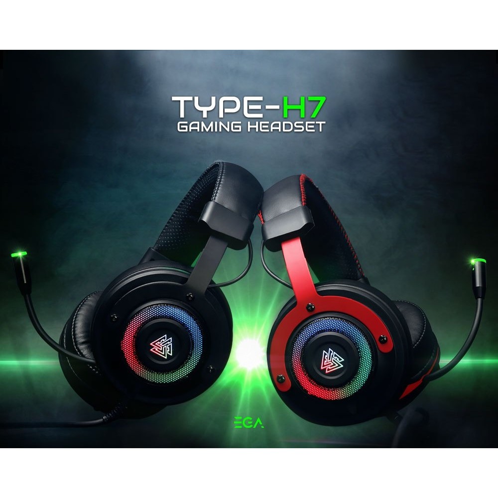 หูฟังเกมมิ่ง ระบบเสียง 7.1CH มีไฟ RGB EGA รุ่น TYPE H7 ของแท้รับประกัน2 ...