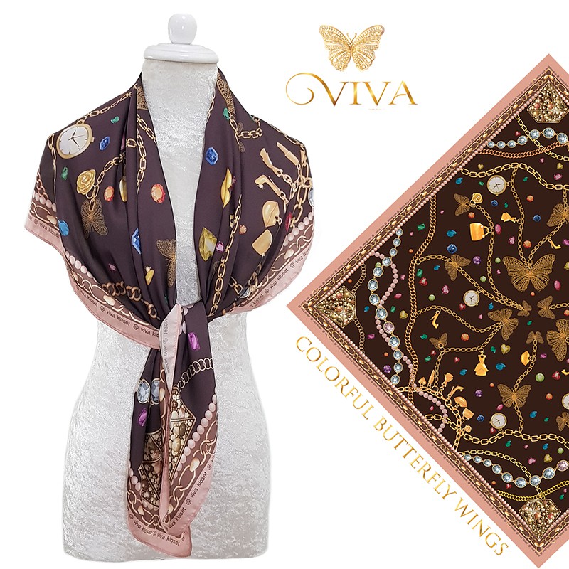 ผ้าพันคอ รุ่น Jewel Scarf Dark brown Color | Shopee Thailand