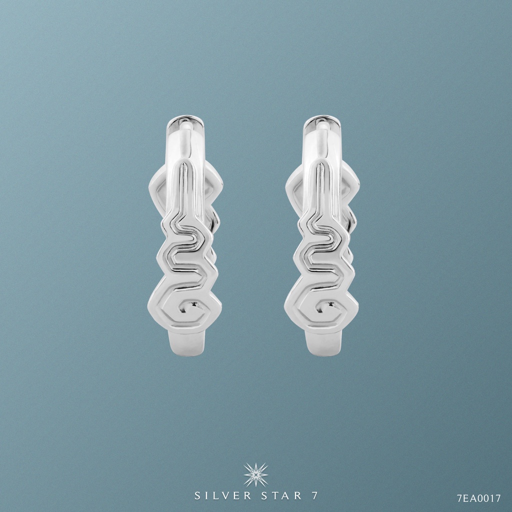 Silver Star 7 - ต่างหูยันต์อุณาโลมทวิมงคล เงินแท้ 925 - 7EA0017 ...