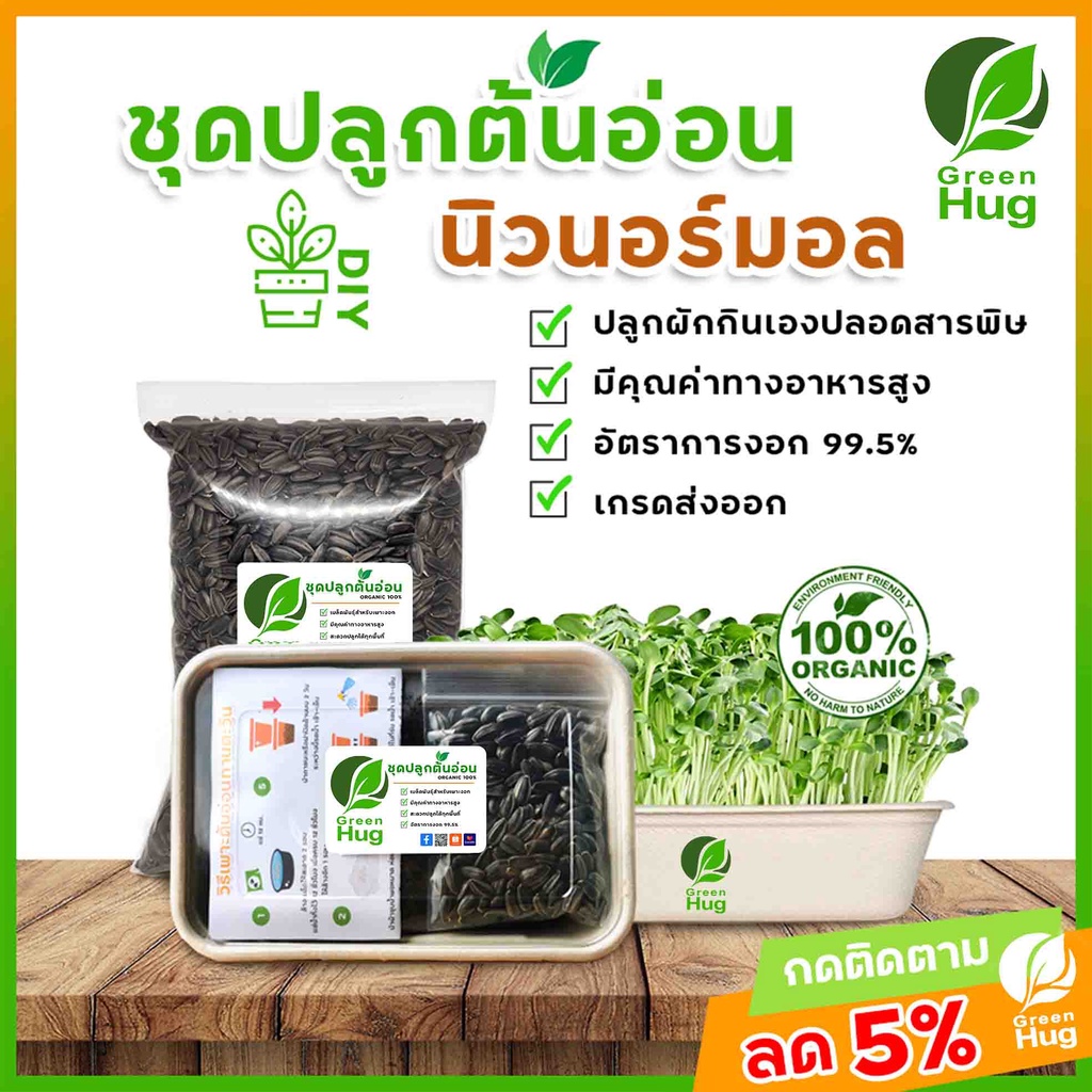 ชุดปลูกต้นอ่อน GREENHUG - ชุดปลูกทานตะวัน ชุดปลูกโต้วเหมี่ยว ชุดปลูกผักบุ้ง ชุดปลูกไควาเระ ชุด ...