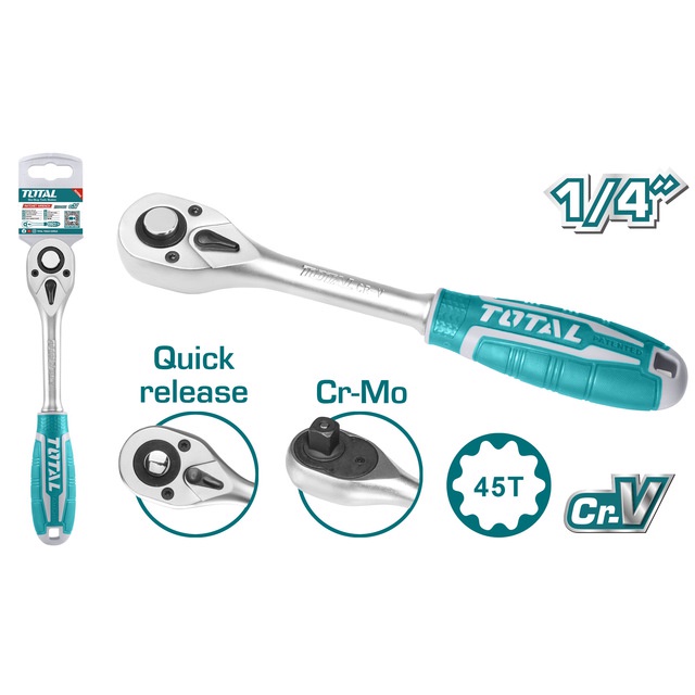 TOTAL ด้ามฟรี รุ่นTHT106146 ด้ามหุ้มยาง 1/4นิ้ว Ratchet Handle กรอกแกรก ...