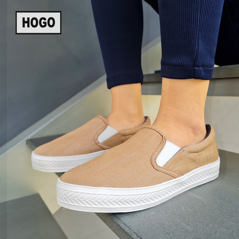 Hogo รองเท้าสลิปออน แบบสวม สวมใส่สบาย ไม่ต้องผูกเชือก รองเท้าผ้าใบผู้หญิง สลิปออน | Shopee Thailand