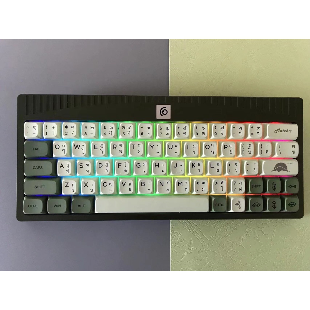 คีย์แคป Mint Matcha คีย์ไทย ภาษาไทย Customized Keycaps 124 ปุ่ม XDA ...