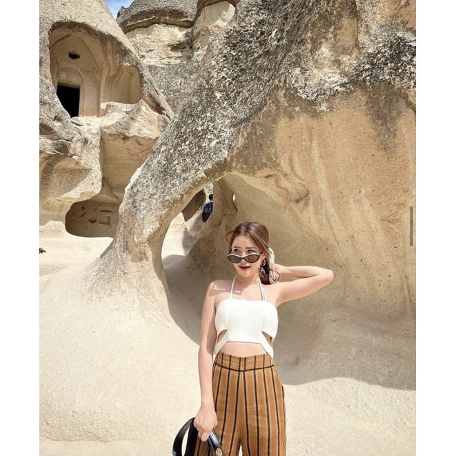 MERFY WHITE BROWN JUMPSUIT | Shopee Thailand