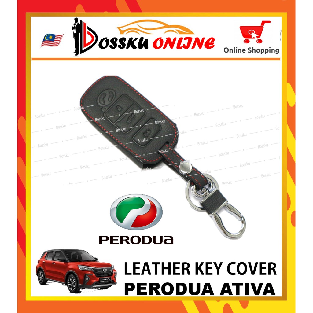 Perodua Ativa 3 ปุ่ม Keyless Remote Leather Car Key Cover Case | Shopee ...