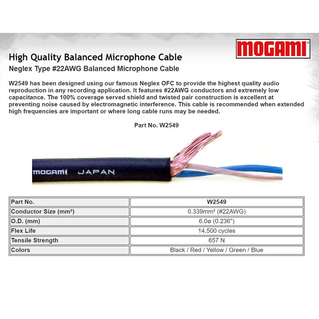 ของแท้ 100% สาย MOGAMI 2549 made in japan Balance Cable สายสัญญาณตัด ...