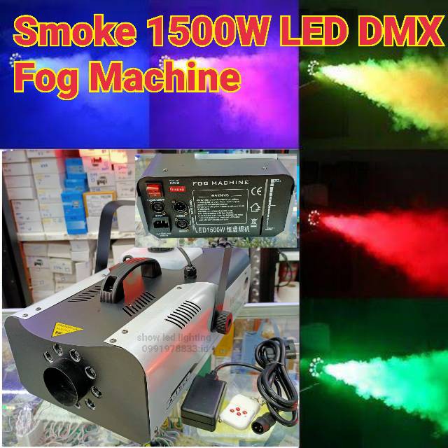 Smoke LED DMX 1500w Fog machine สโมค1500w มีไฟ Led dmx controller ...