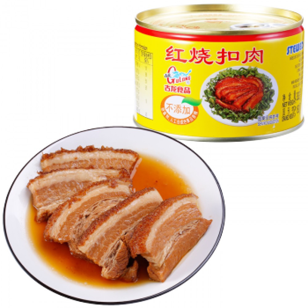 หมู3ชั้นกระป๋อง( Gulong Stewed pork sliced 古龙红烧扣肉 383g) พร้อมส่ง | Shopee Thailand