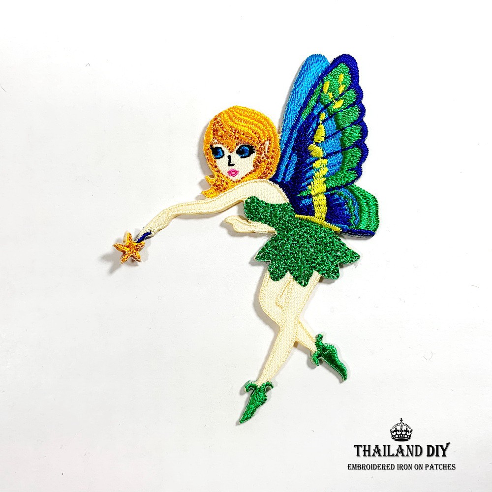 ตัวรีดติดเสื้อ ลาย นางฟ้า น่ารัก เทพนิยาย ปีกผีเสื้อ Fairy tale Fairies Patch wop งานปัก DIY ตัว ...