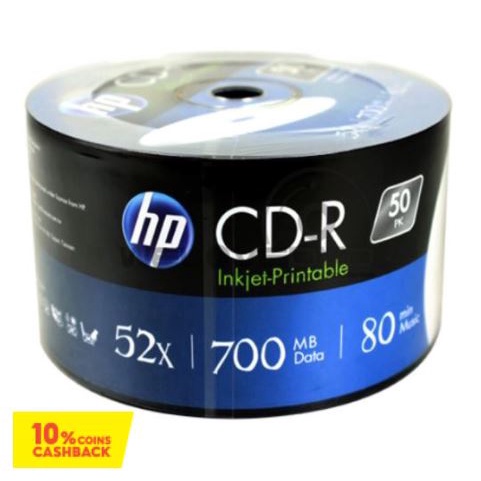 HP CD-R (ยกลัง 12 หลอด/600แผ่น) แผ่น CD-R +หน้าPrintable ยกลัง-ราคา ...