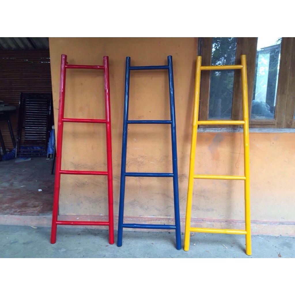 บันไดพาดผ้า บันไดไม้ไผ่ ราวพาดผ้า สูง 150 cm. 180 cm บันไดพิงผนัง บันได ...