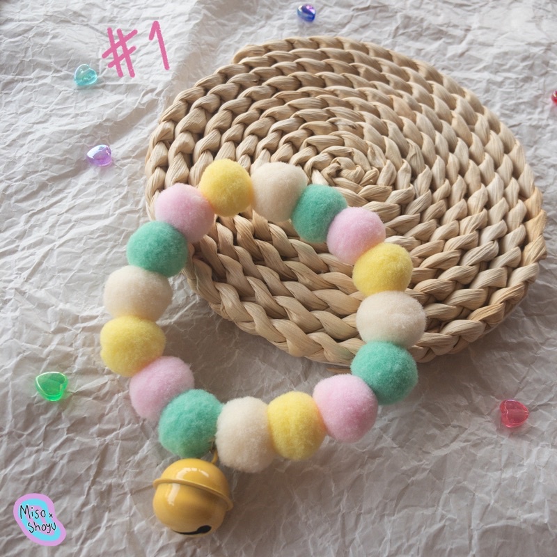 🧸พร้อมส่งปลอกคอปอมปอม baby tone 🍡 สำหรับสุนัข แมว และสัตว์เลี้ยง ...