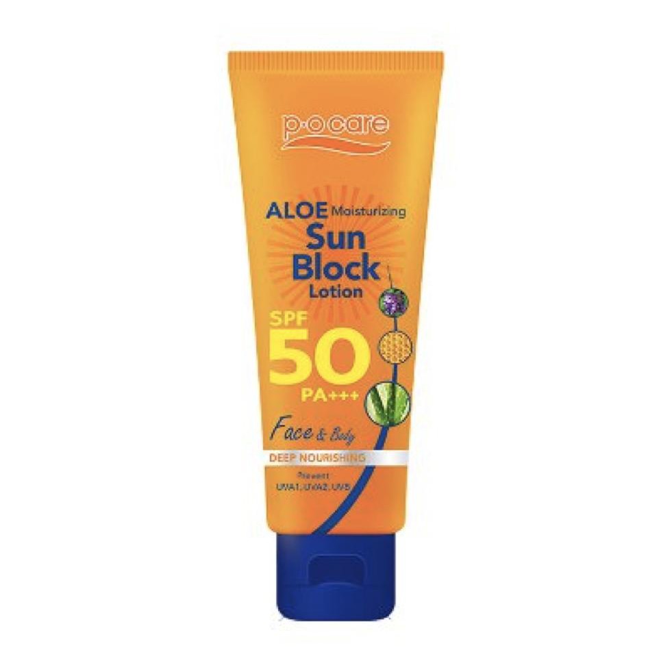 PO Care ALOE Moisturizing SUN Block Lotion SPF50 PA+++ Face & Body ...